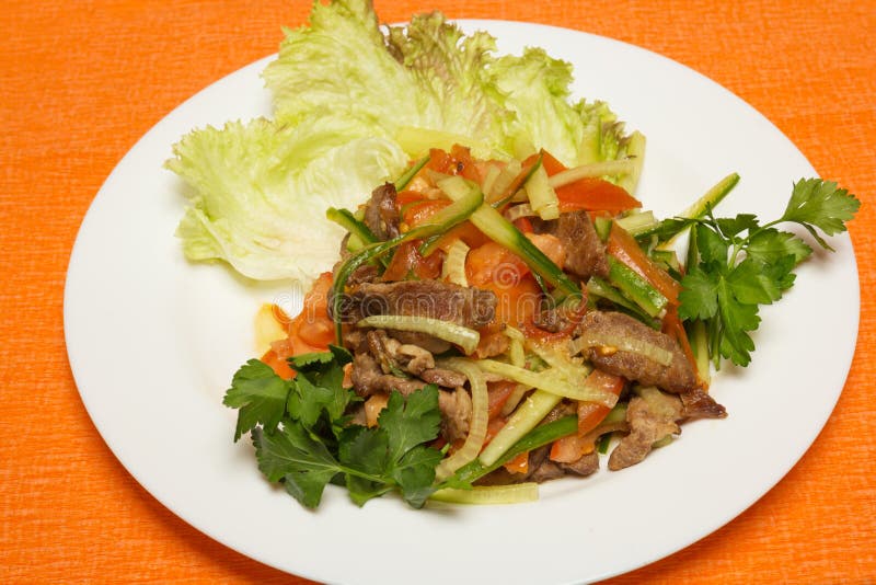 Salad of meat stock photo. Image of meat, supper, vegetables - 30607712