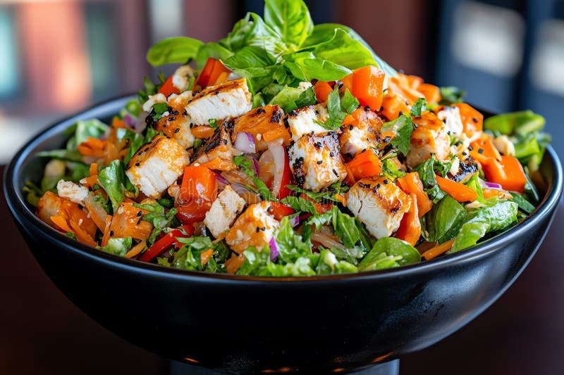 Salad Mediterranean, Asian, and Fusion Shown in a Culinary Setting ...