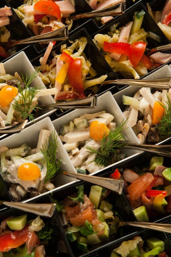 Salad in Mini Box with Spoon for Party Stock Image - Image of prepared ...