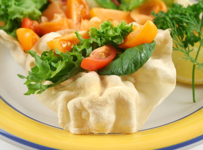 Salad with a Pappadum stock photo. Image of culinary, healthy - 7319530