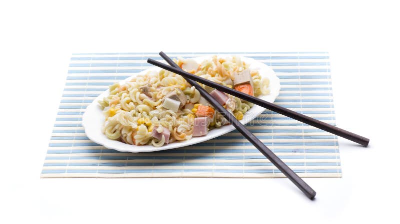 Salad pasta chopsticks stock photo. Image of appetizer - 30639392