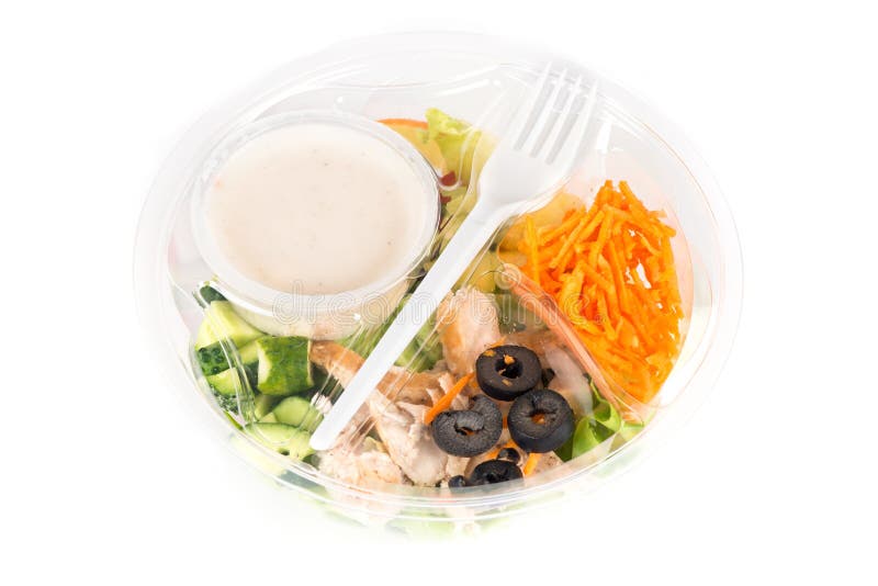 Salad in plastic container stock photo. Image of chicken - 25874058