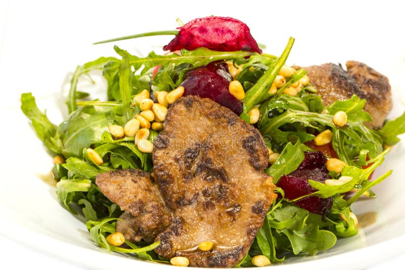 Salad of rabbit liver stock image. Image of gourmet, plate - 35918731