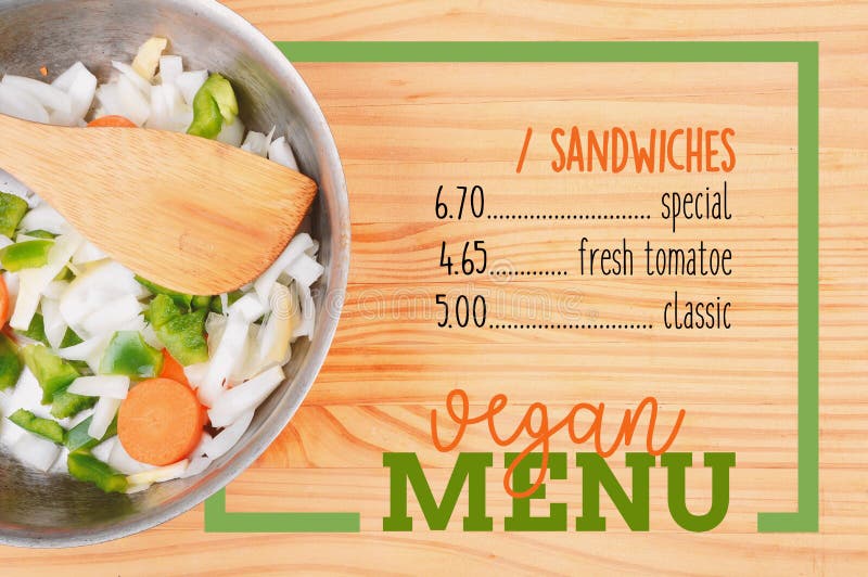 Salad with Rectangle Frame Border of Vegan Menu Card Stock Photo ...