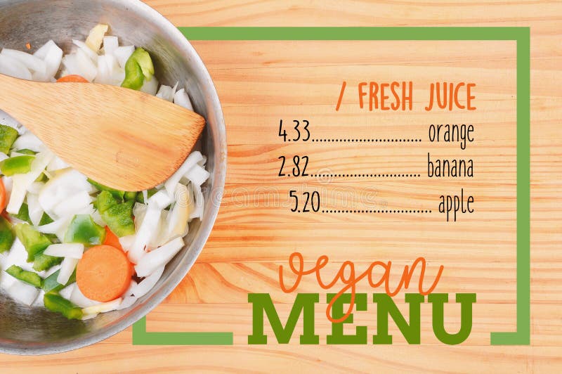 Salad with Rectangle Frame Border of Vegan Menu Card Stock Image ...
