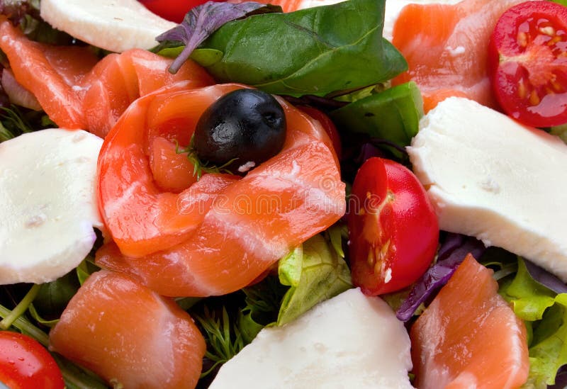 Salad with red fish stock photo. Image of salad, food - 22002854