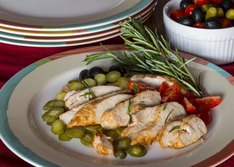 Salad with Roasted Chicken Meat Stock Image - Image of background ...