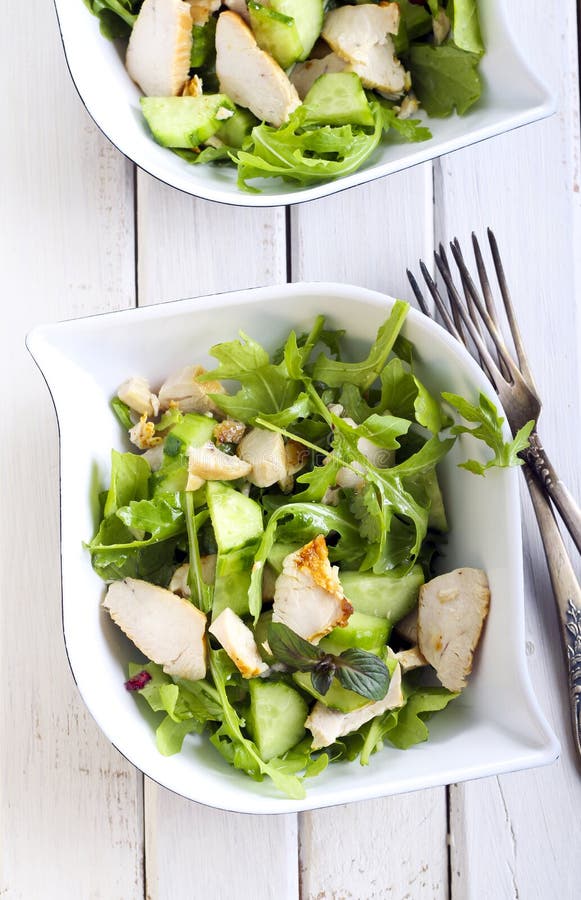Salad stock image. Image of herbs, chicken, cucumber - 40066971