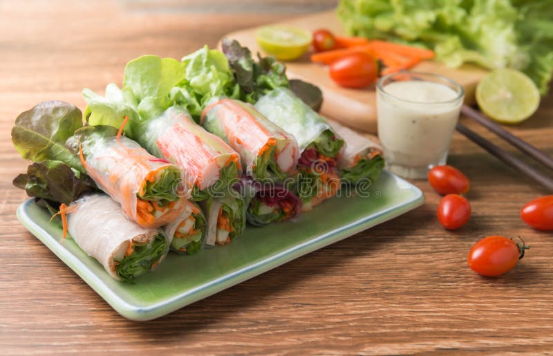 Salad roll stock photo. Image of paper, diet, meal, cuisine - 68826792