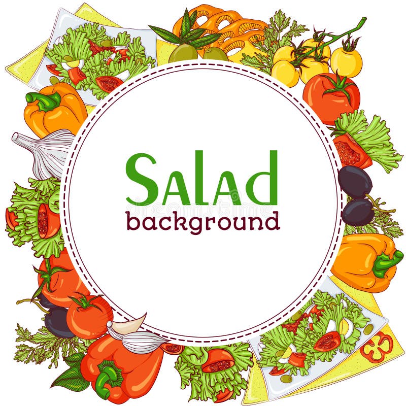 Round Frame Border of Fruit Mix Stock Vector - Illustration of line ...