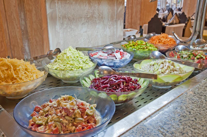 Salad Selection in a Hotel Buffet Stock Photo - Image of health ...