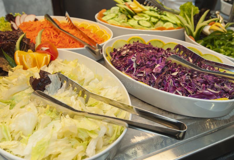 Salad Selection at Restaurant Buffet Stock Photo - Image of cold, hotel ...