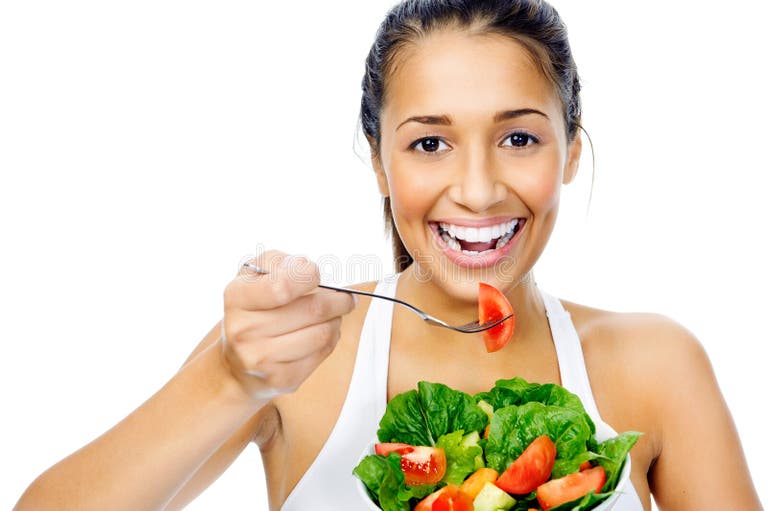 Salad snack woman stock photo. Image of freshness, fork - 26861302