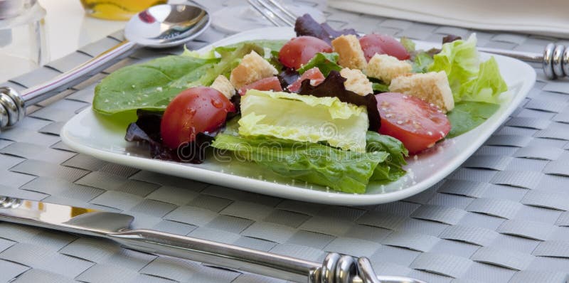 Salad with table setting stock photo. Image of menu, outdoors - 10540970