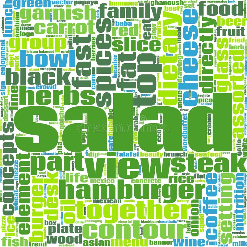 Salad word cloud stock illustration. Illustration of fresh - 111814199