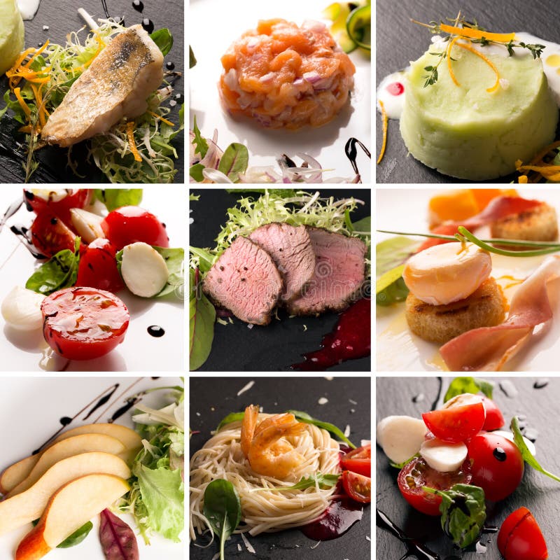Salads and main courses stock photo. Image of haute, green - 61548780