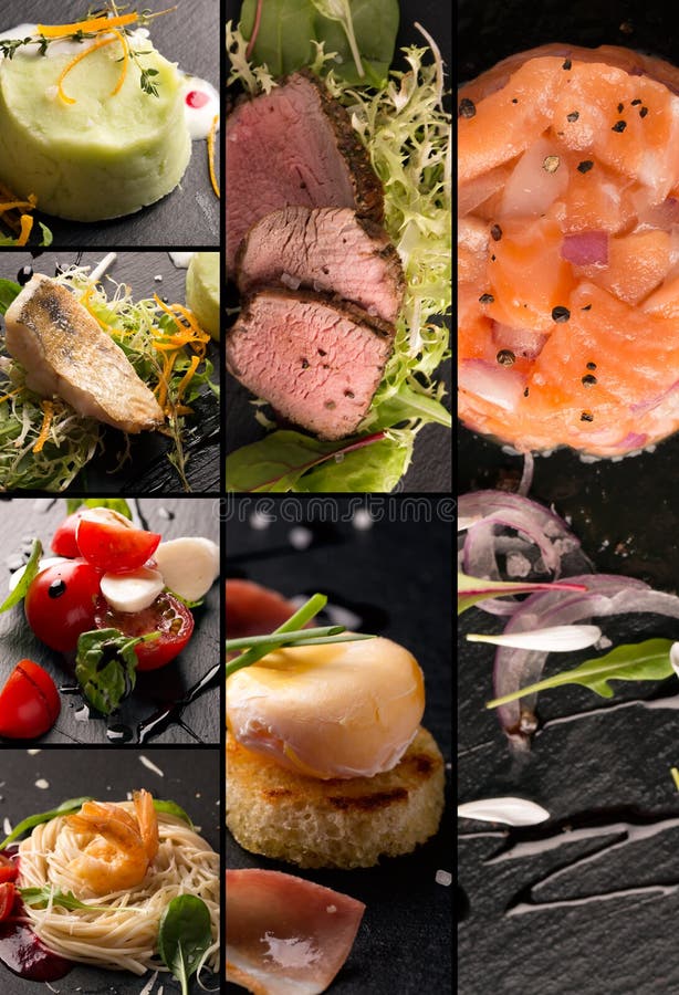 Salads and main courses stock photo. Image of croutons - 61549182