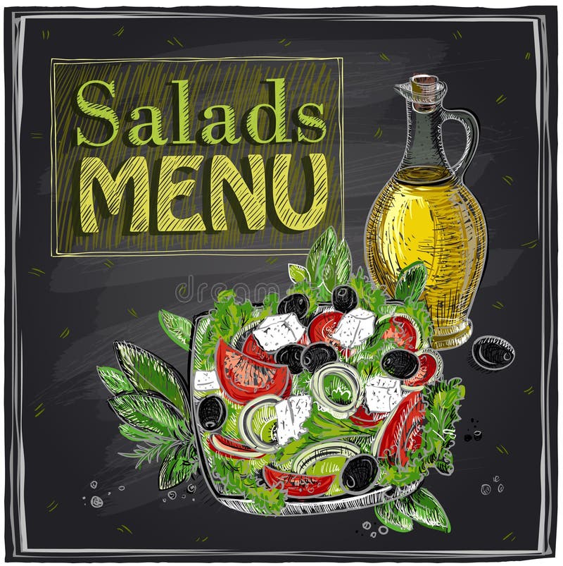 Salads Menu Chalkboard Design. Stock Vector - Illustration of home ...