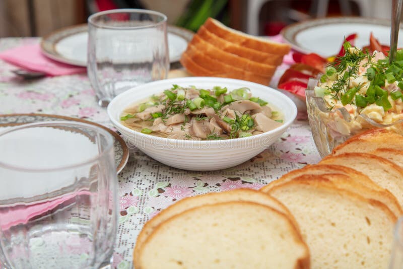 Salads and Side Dishes in Plates on the Table Stock Image - Image of ...