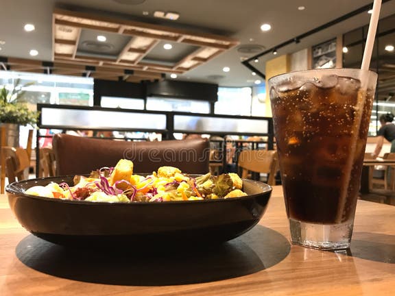 Salads and Soft Drinks on the Table Stock Image - Image of sandwich ...