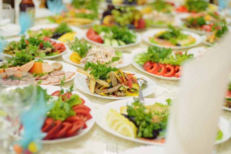 Salads on Table stock photo. Image of elegance, lifestyle - 47768428