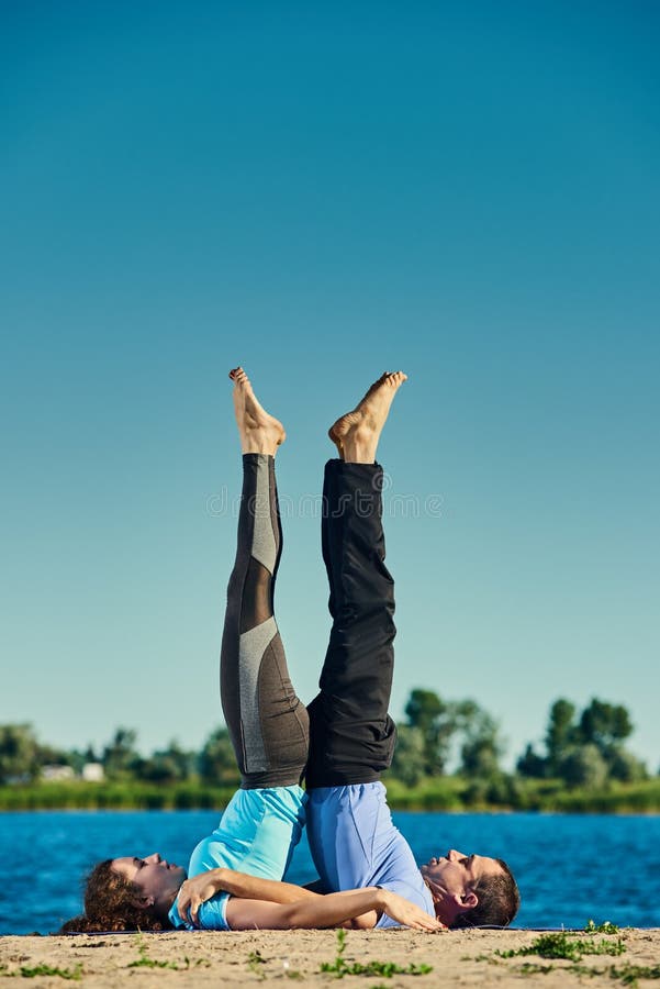 Salamba Sarvangasana pose stock photo. Image of nature - 96849408
