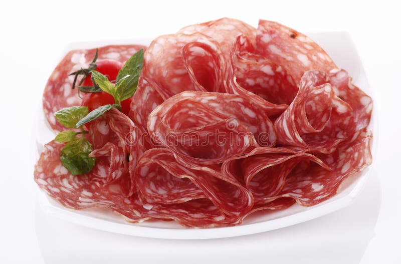 Salami stock image. Image of fresh, snack, slice, green - 17339123