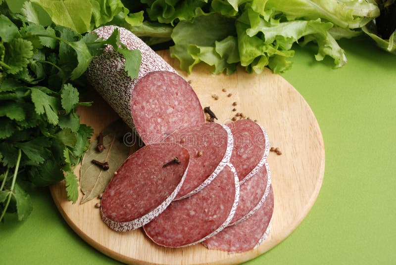 Salami stock image. Image of salami, cooking, meat, dried - 4191385