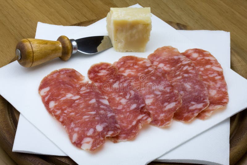 Salami and cheese stock photo. Image of coast, snack - 17621652