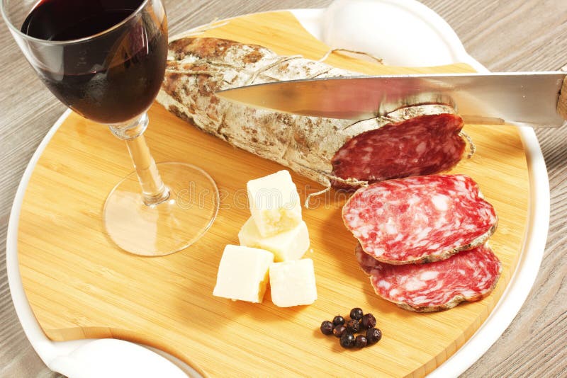 Salami and cheese stock image. Image of appetizer, dish - 26037793