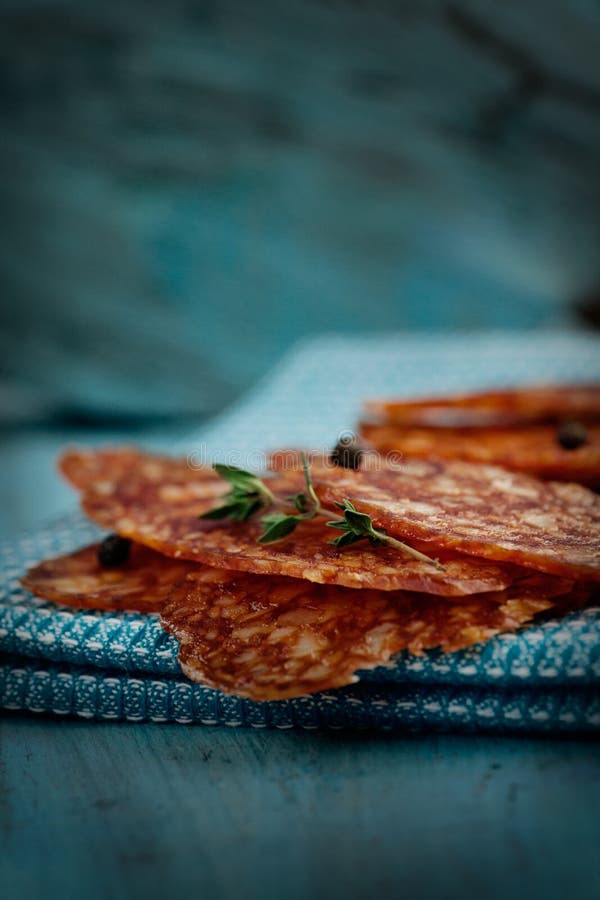 Salami stock image. Image of meat, rustic, parsley, chorizo - 31123197