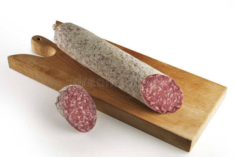 Salami Cut on Cutting Board Stock Image - Image of slice, cutting: 66914185