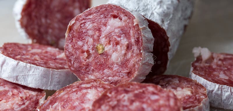 Salami stock image. Image of meat, cuisine, sausage, wooden - 79128741