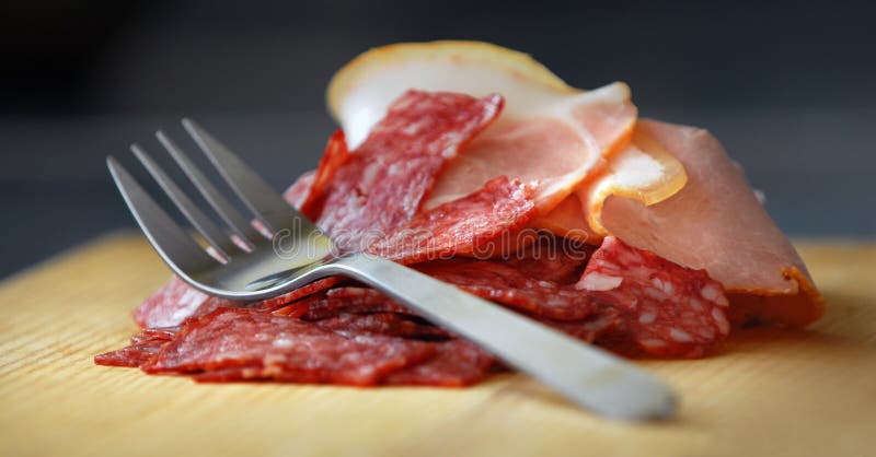 Salami and ham stock photo. Image of meat, macro, kitchen - 8524276