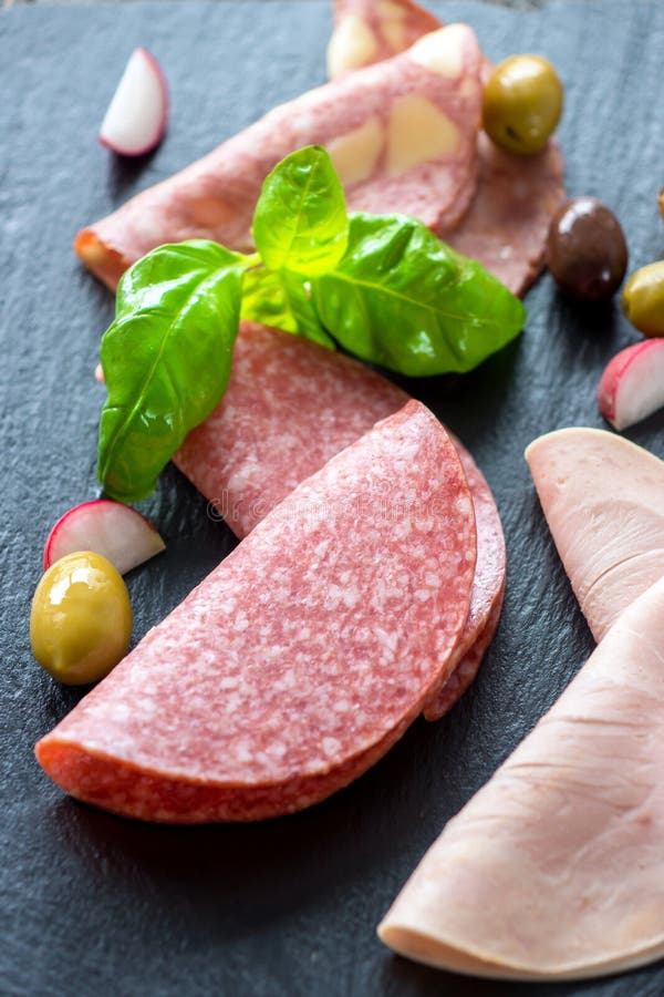 Salami and ham stock photo. Image of meat, rustic, sausage - 54865210