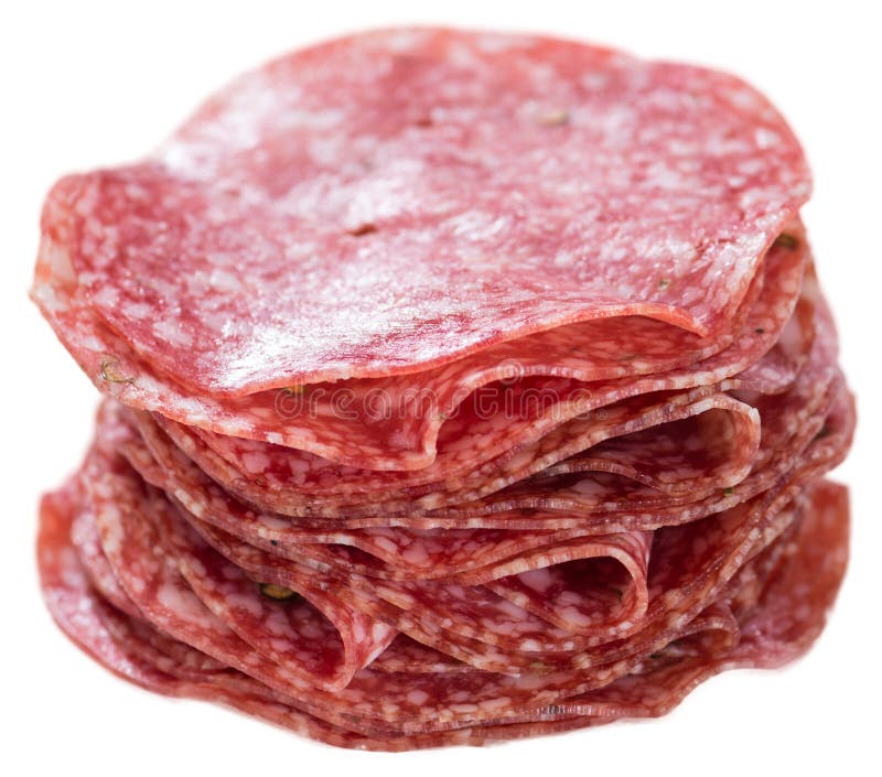 Salami isolated on white stock photo. Image of delicacy - 67030968