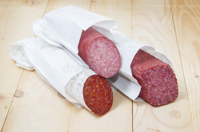 Salami package stock image. Image of salami, white, rustic - 37016973