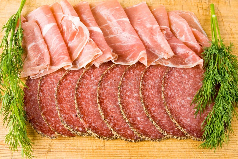 Salami and parma ham stock image. Image of food, parma - 4224327