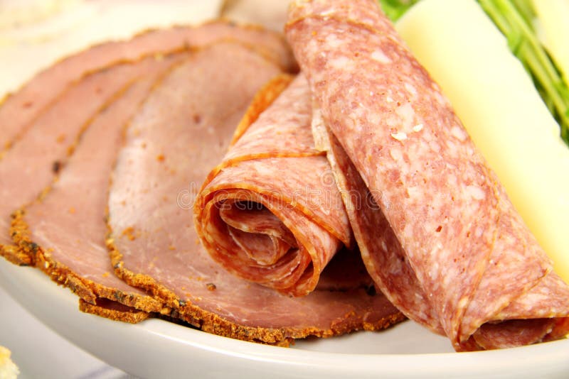 Salami and Pastrami stock image. Image of gourmet, dried - 10480945