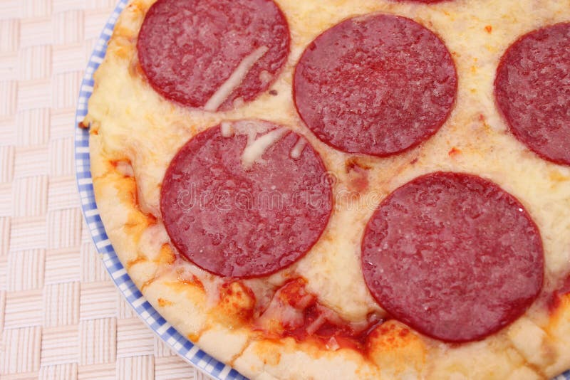 Salami pizza stock image. Image of baked, pizza, cheese - 37460291