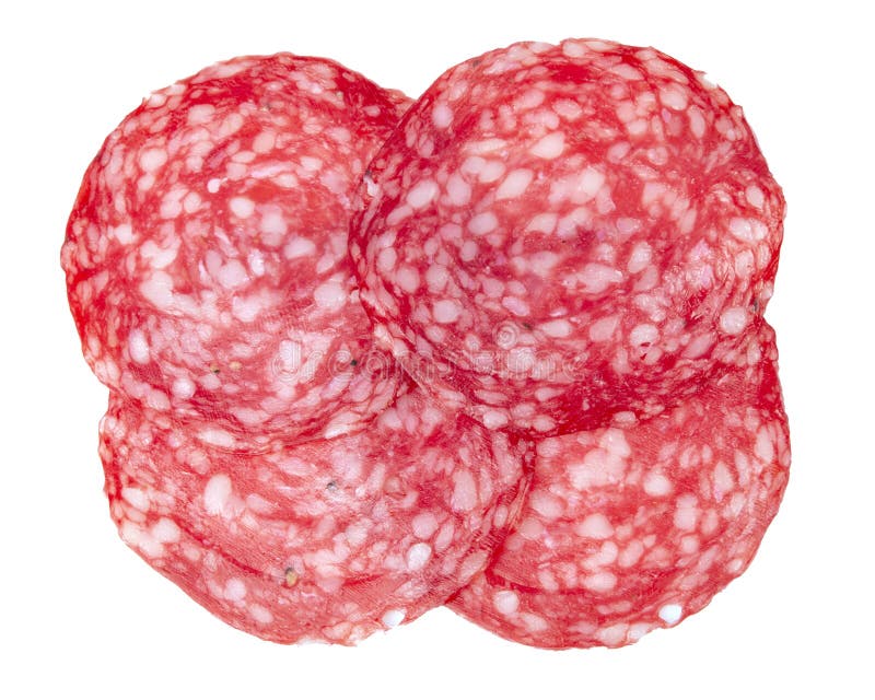 Salami Sausage, Top View, Isolated on White Background. High Resolution ...