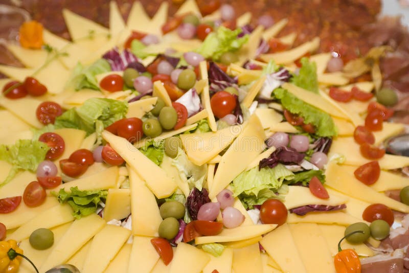 Plasterki salami i sera zdjęcie stock. Obraz złożonej z pokrojony - 1575540