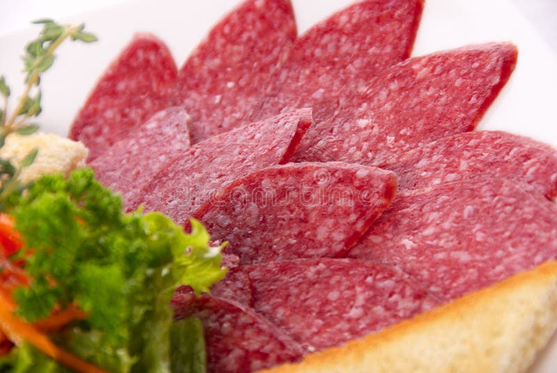 Salami slicing stock photo. Image of beef, fresh, spice - 18992984