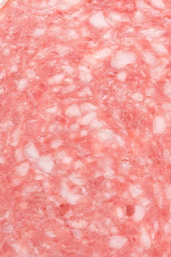 Salami Texture - Closeup of Neatly Stacked Salami Slices Stock Photo ...