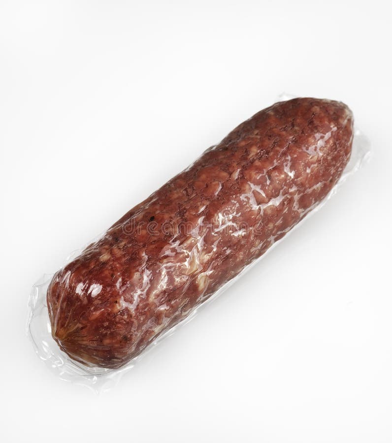 Salami in Vacuum Package stock photo. Image of white - 35451034