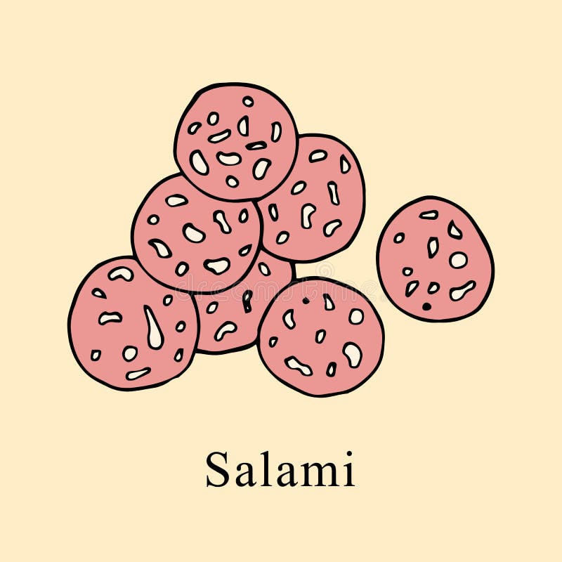 Salami Vectorillustratie in Beeldverhaalstijl Vector Illustratie ...