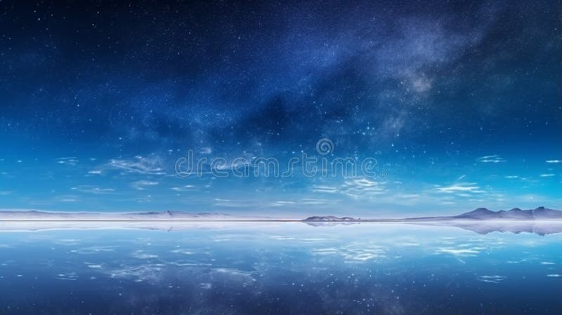 Salar De Uyuni Salt Flat during the Starry Night. Beautiful Mirror ...