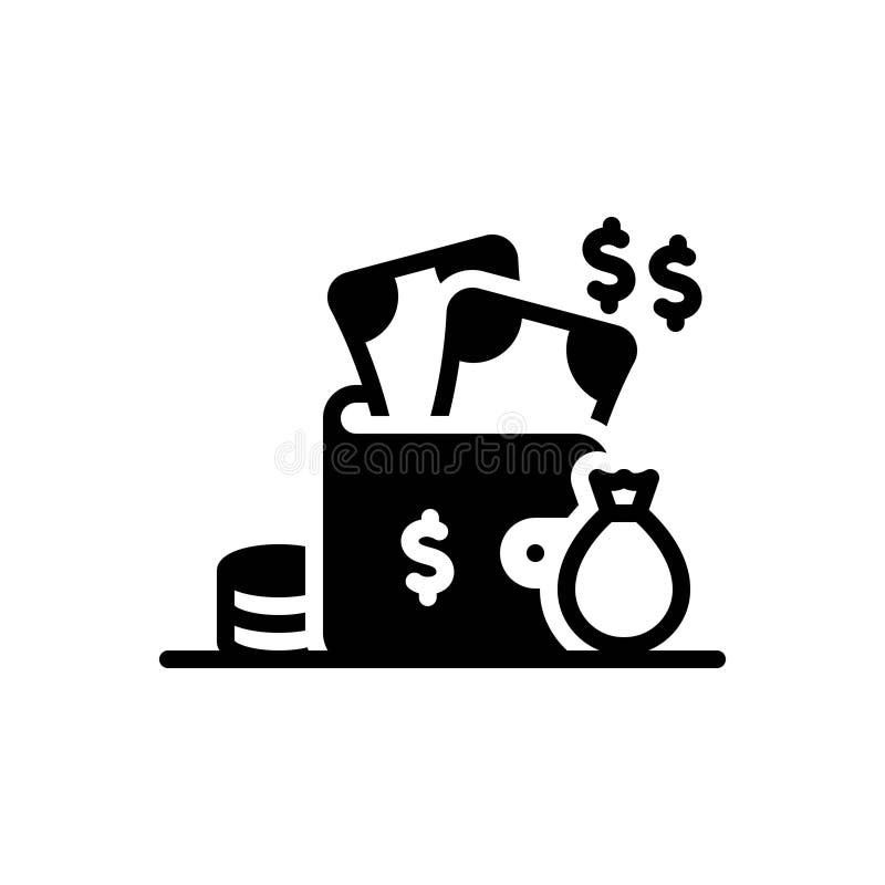 Black Solid Icon for Salary, Pay and Wallet Stock Illustration ...