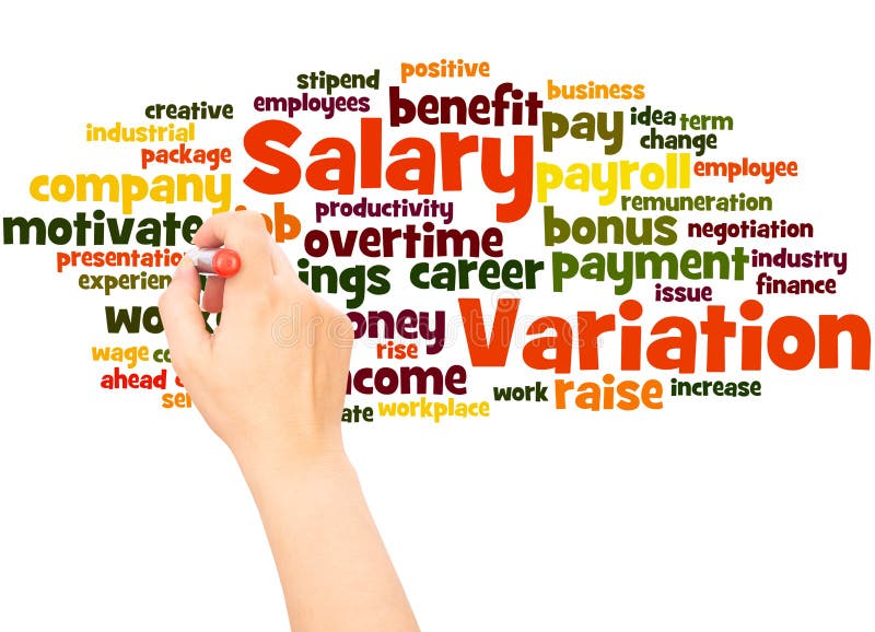 Salary Variation Word Cloud Hand Writing Concept Stock Photo - Image of ...