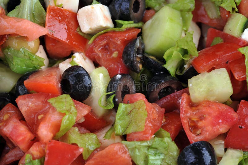 Salat with Feta Cheese and Fresh Vegetables Stock Image - Image of bowl ...